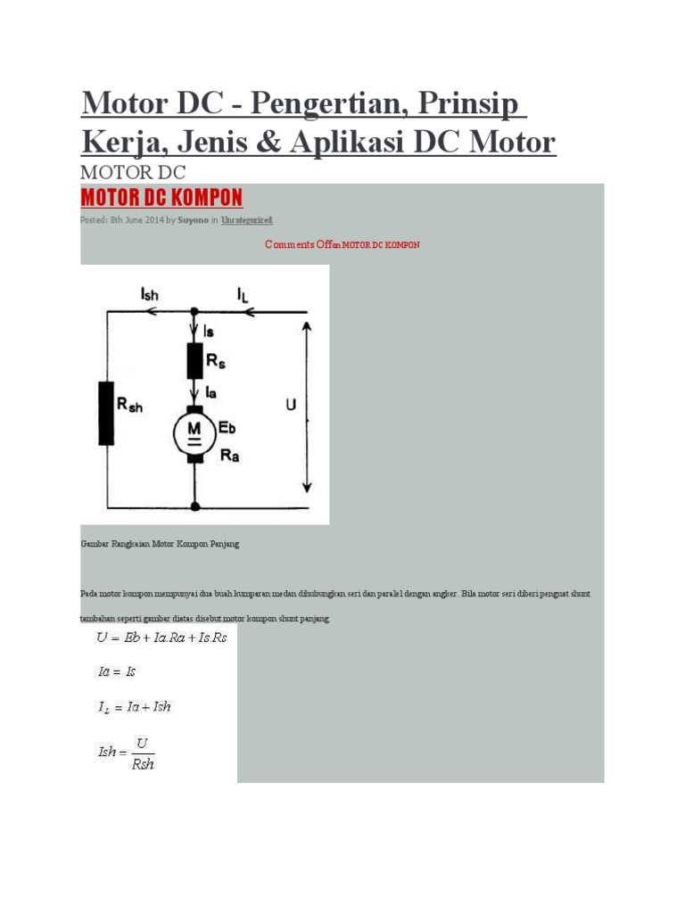 Jenis dan Prinsip Motor DC Kompon | PDF | Sains & Matematika
