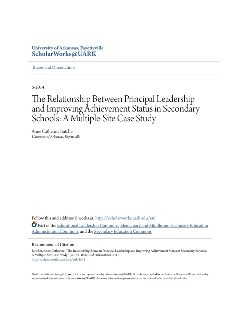 The Relationship Between Principal Leadership and Improving Achievement Status in Secondary ...