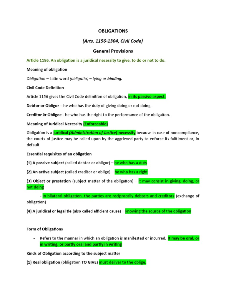 OBLIGATIONS & CONTRACTS (Reviewer) | PDF | Law Of Obligations | Government
