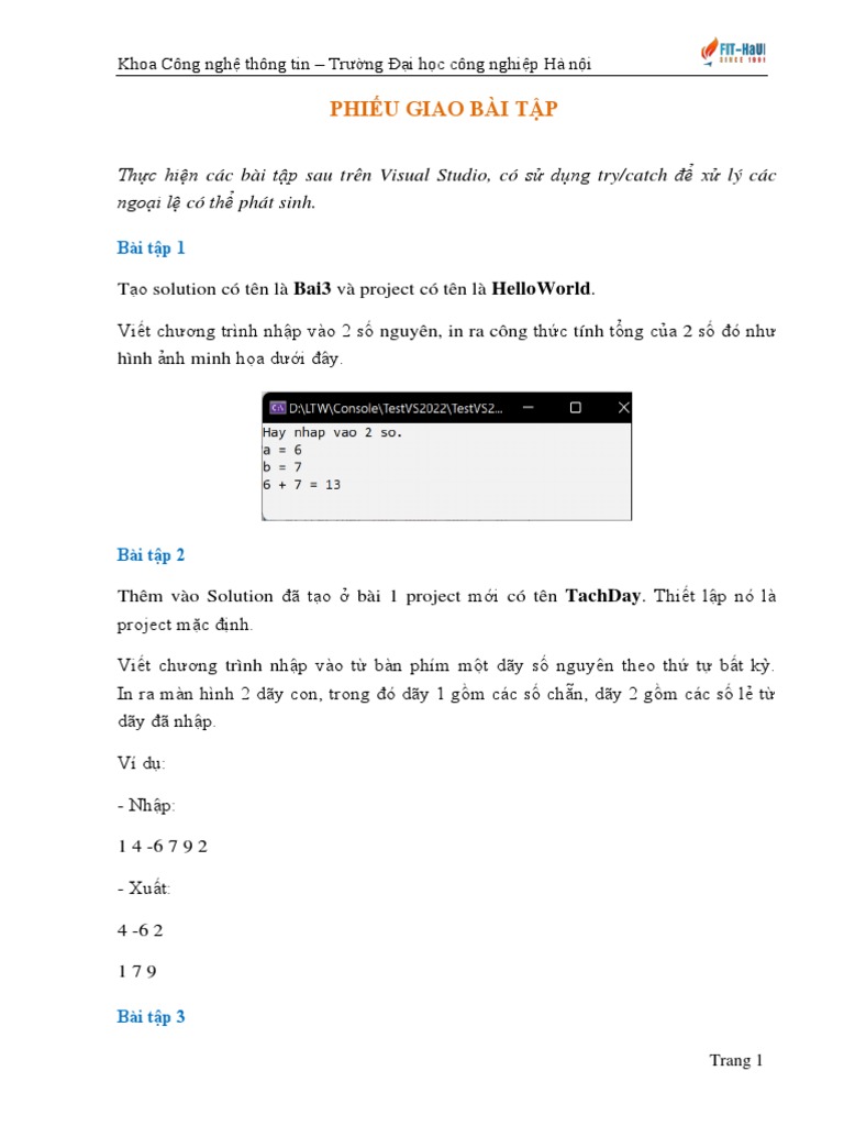 Bai3 Phieu Bai Tap Tren Lop | PDF