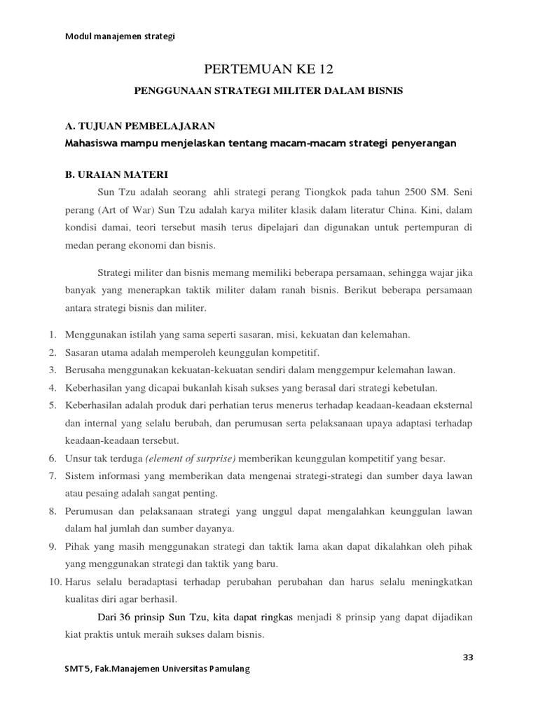 Strategi Militer untuk Bisnis Sukses | PDF