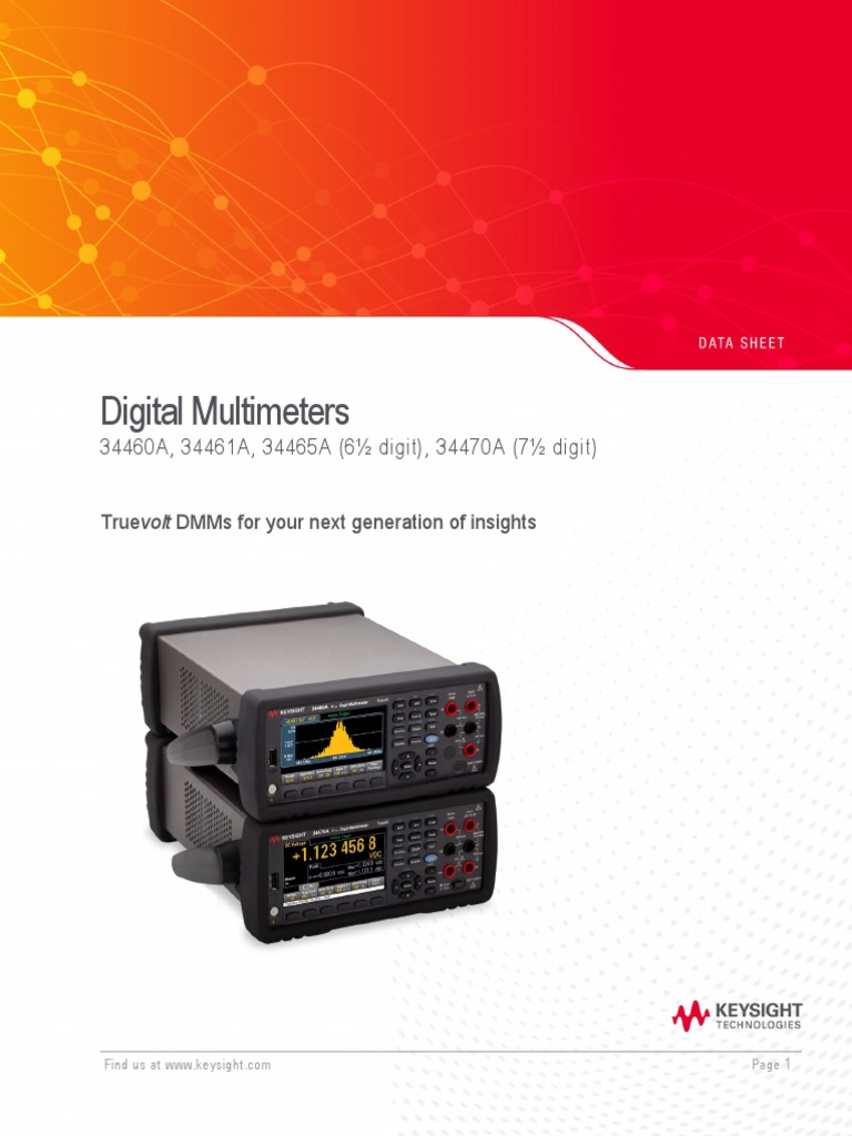 Digital Multimeters 34460A, 34461A, 34465A (6 Digit), 34470A (7 Digit ...