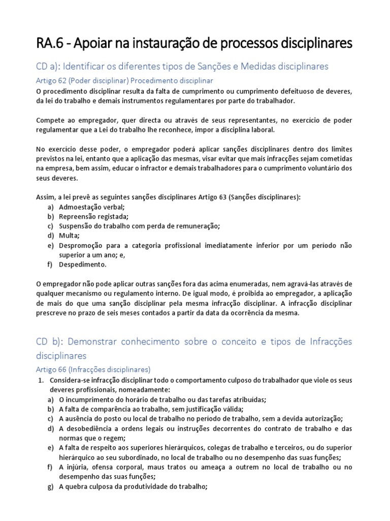 RA.6 - Apoiar Na Instauração de Processos Disciplinares | PDF ...