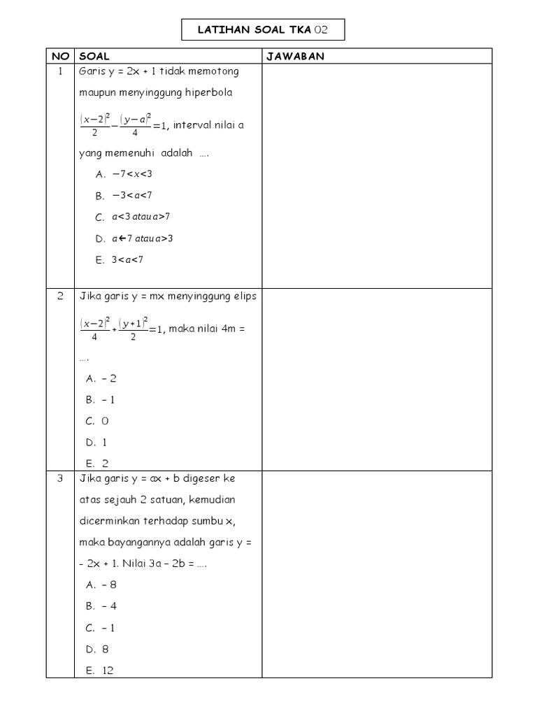 Latihan Soal Tka 02 | PDF