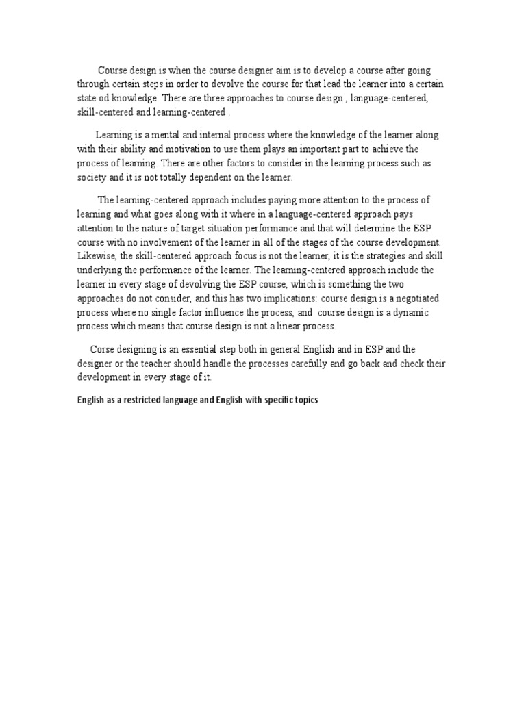 English As A Restricted Language and English With Specific Topics | PDF