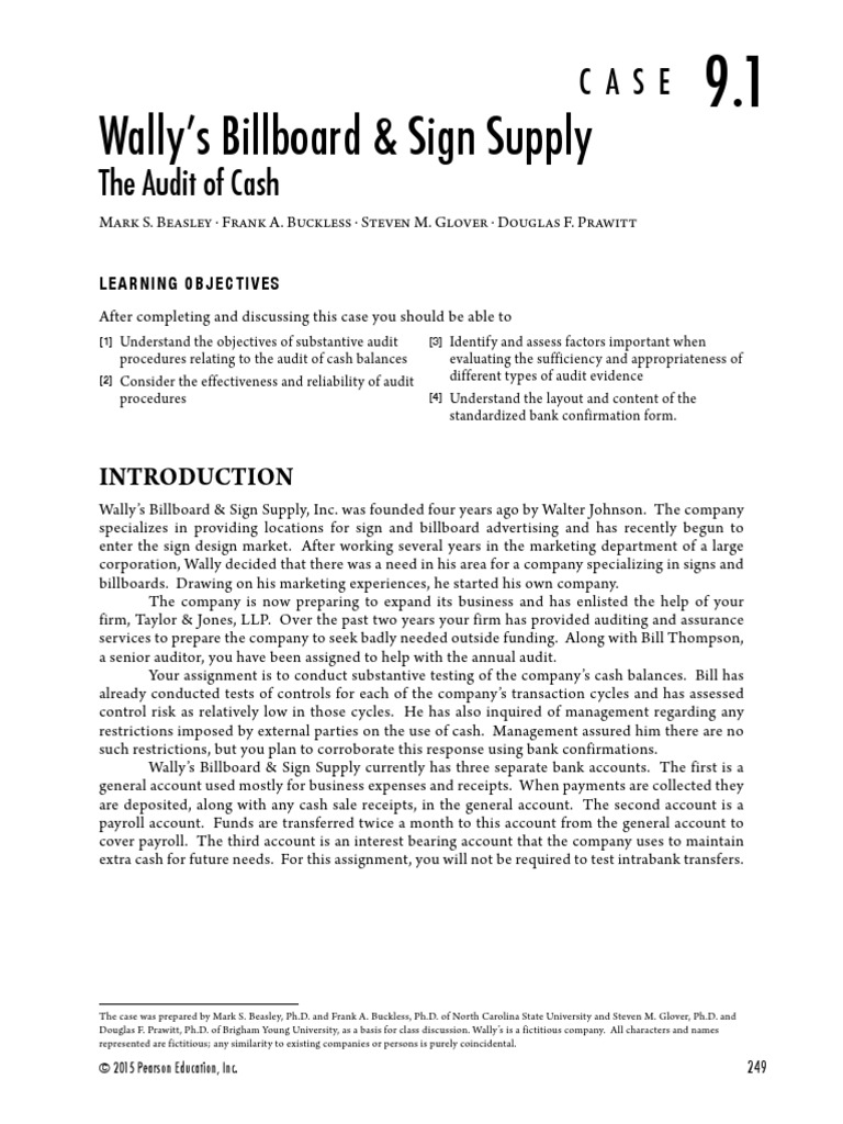 Wally's Billboard & Sign Supply | PDF | Audit | Banks