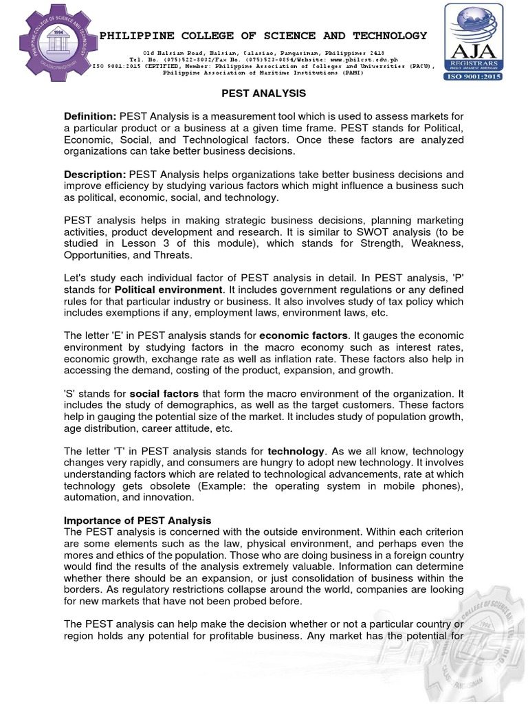 Module 2 l2 Pest Analysis | PDF | Innovation | Economics
