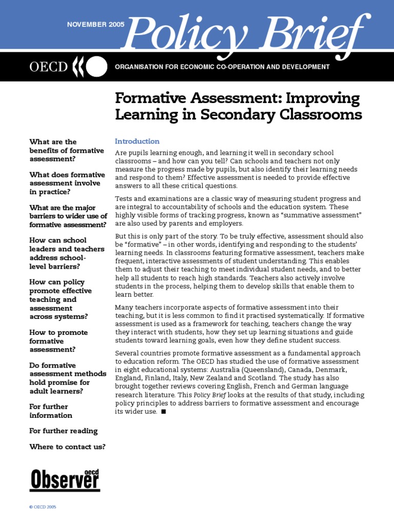 Formative Assessment: Improving Learning in Secondary Classrooms ...