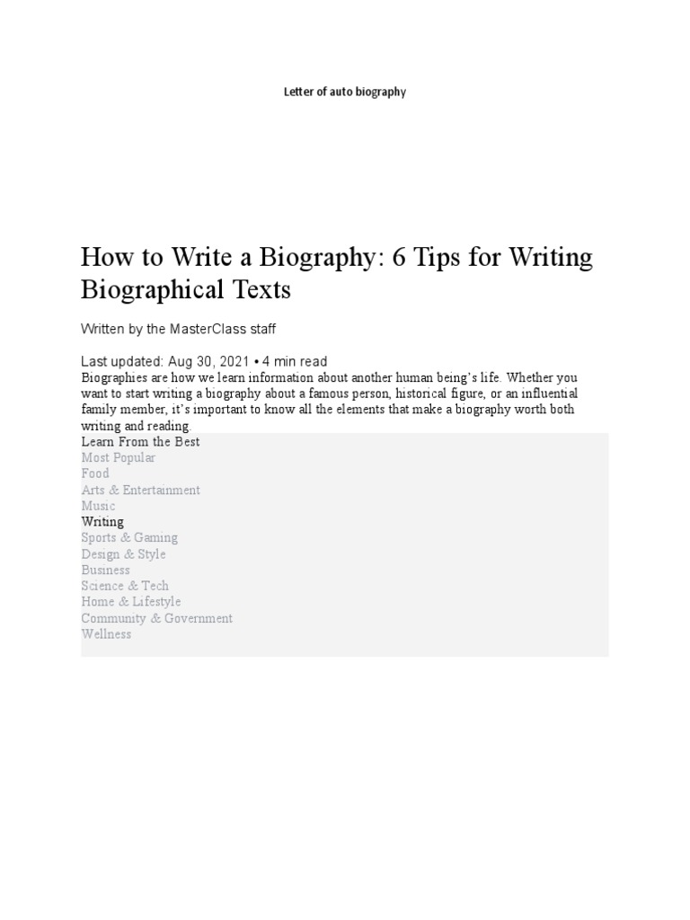 How To Write A Biography: 6 Tips For Writing Biographical Texts ...