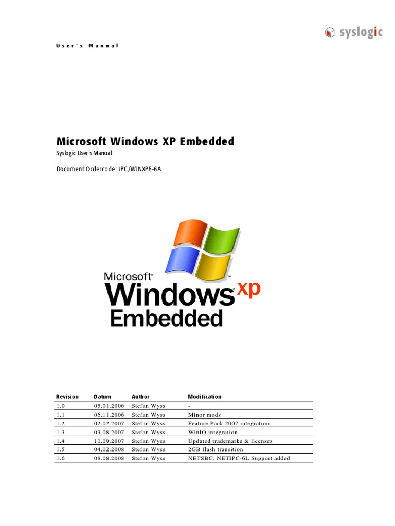 Microsoft Windows XP Embedded: Syslogic User's Manual Document ...