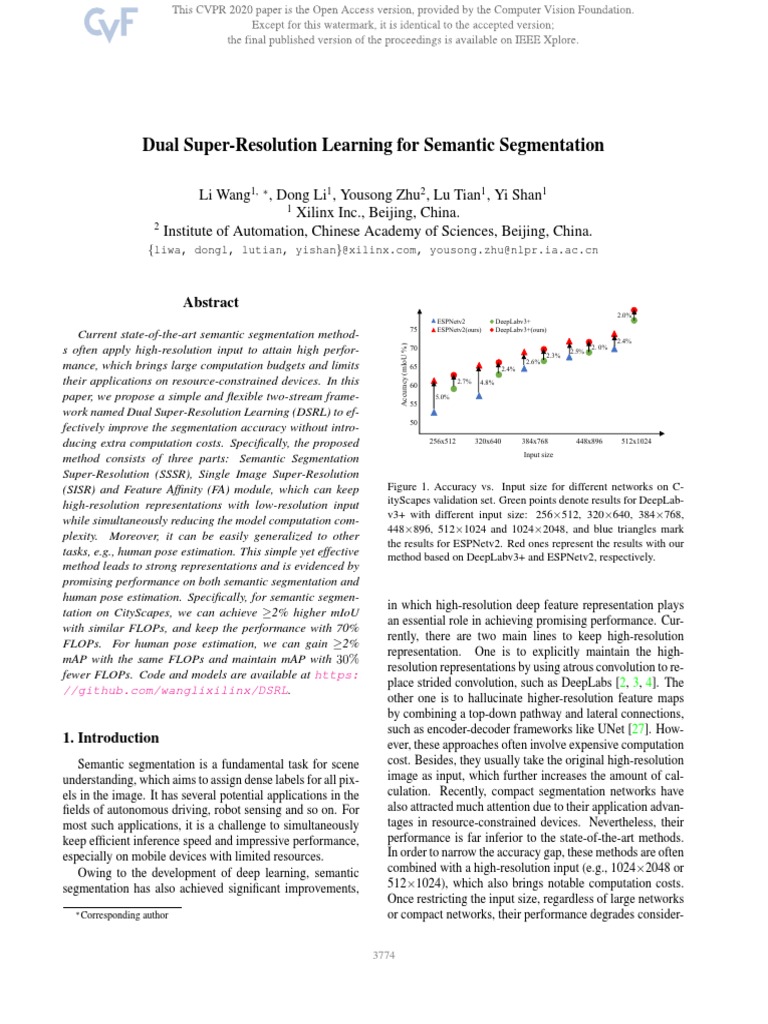 Wang Dual Super-Resolution Learning For Semantic Segmentation CVPR 2020 Paper | PDF | Image ...