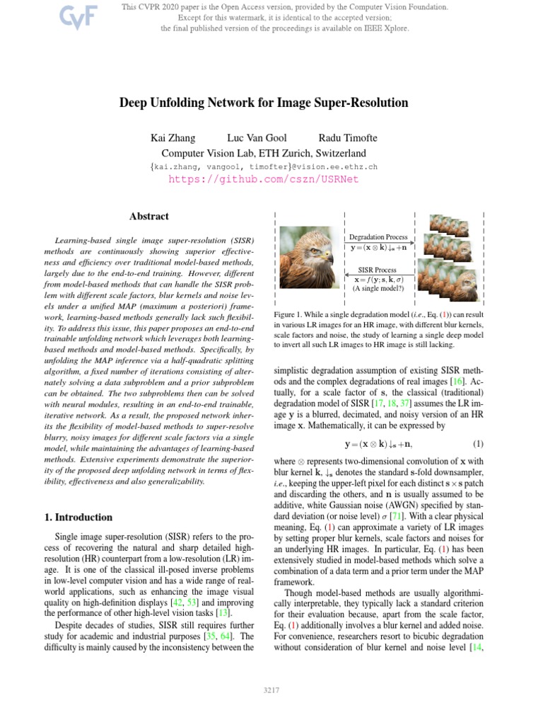 Zhang Deep Unfolding Network For Image Super-Resolution CVPR 2020 Paper ...
