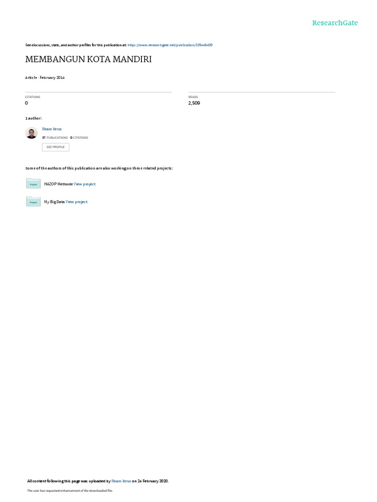 Membangun Kota Mandiri Makalah Ilham Idrus 2014 | PDF | Seni