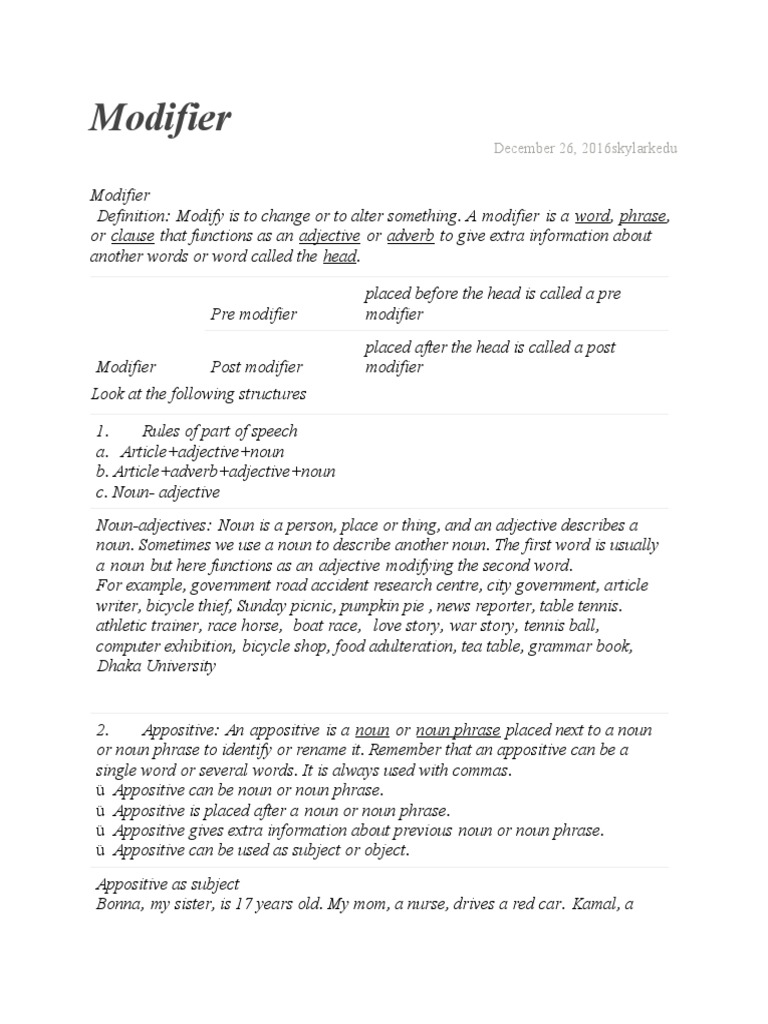 9 Modifier | Download Free PDF | Verb | Adverb