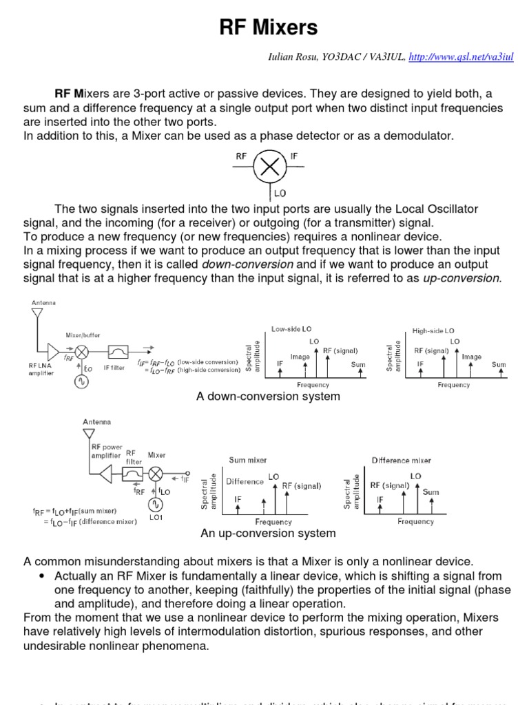Rf Mixers Rf Mixers Are 3 Port Active Or Passive Devices They Are Designed To Yield Both A