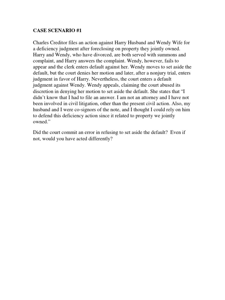 Civil Law Case Scenarios | Download Free PDF | Lawsuit | Complaint