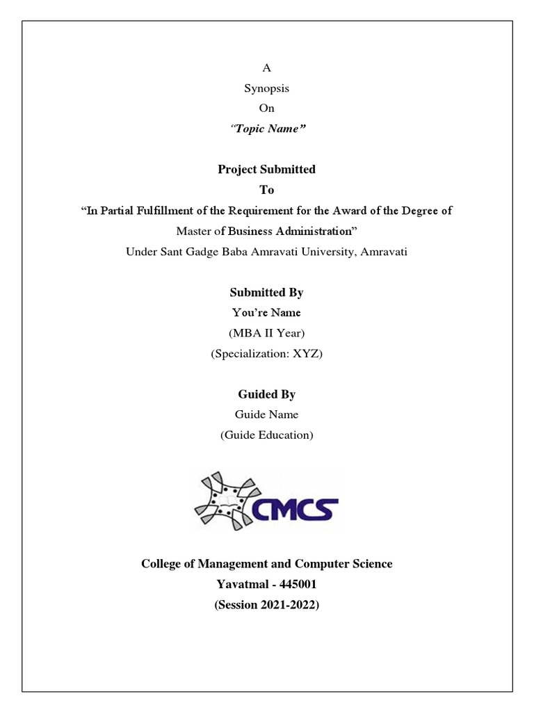 Synopsis Cover Page | PDF