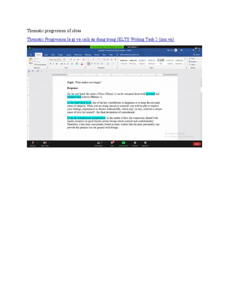 Thematic Progression of Ideas | PDF