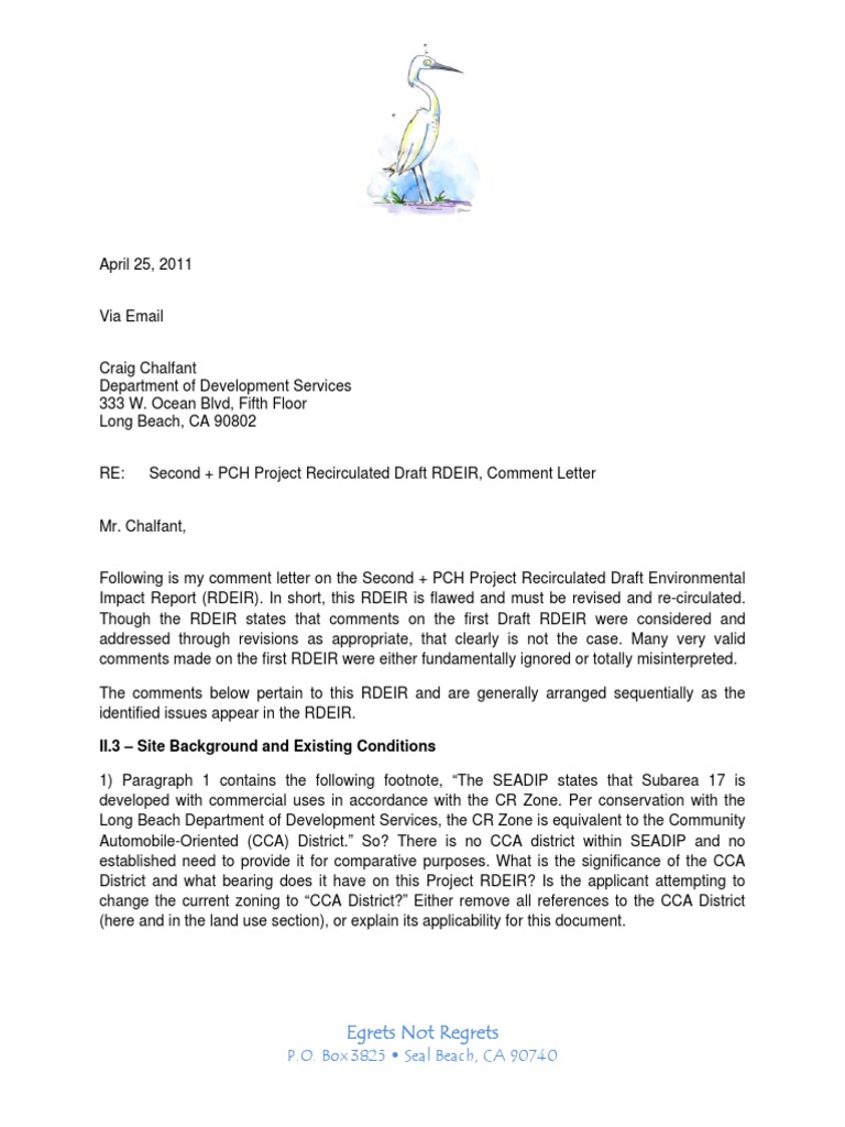 Second + PCH Comment Letter Recirculated Draft EIR | Environmental Remediation | Traffic
