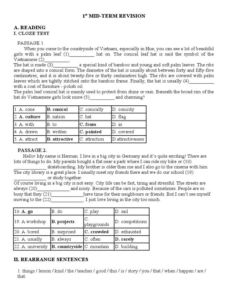 1 Mid-Term Revision A. Reading | PDF