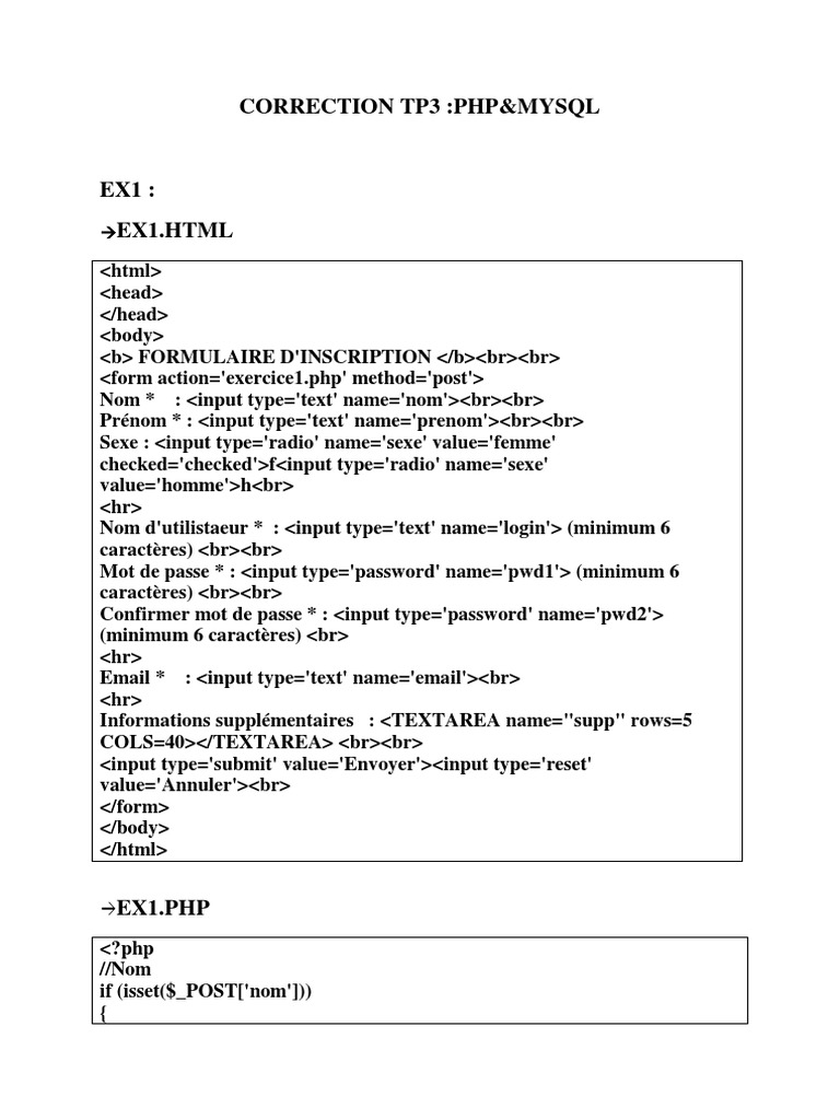 Correction TP3 | PDF | PHP | Programmation informatique