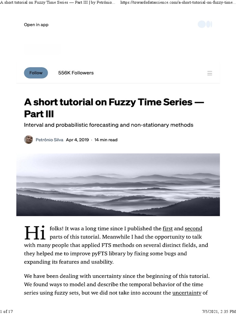 A Short Tutorial On Fuzzy Time Series - Part III | PDF | Time Series | Mathematical And ...