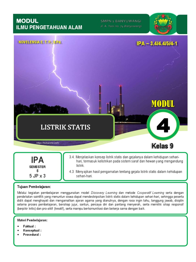 Modul Listrik Statis Kelas 9 | PDF