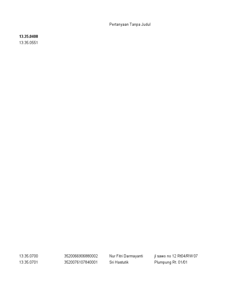 Data Anggota Ibi Magetan Per Ranting | PDF