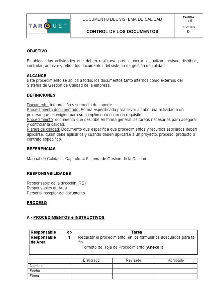 Control Documentos REV-0 | PDF | Calidad (comercial) | Sistema de ...