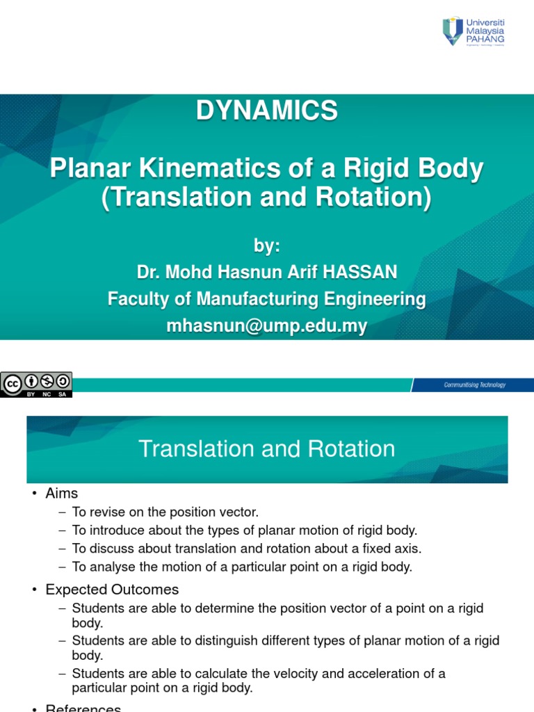 Kinematics - Translation and Rotation | PDF | Rotation Around A Fixed ...