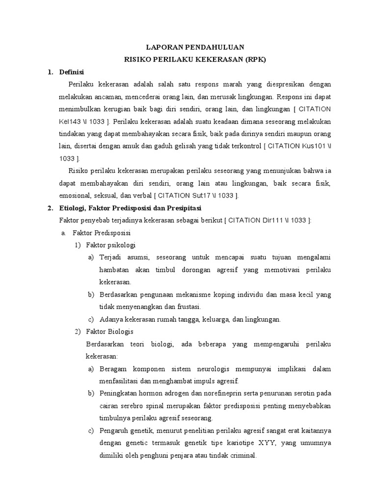 Laporan Pendahuluan Rpk. | PDF