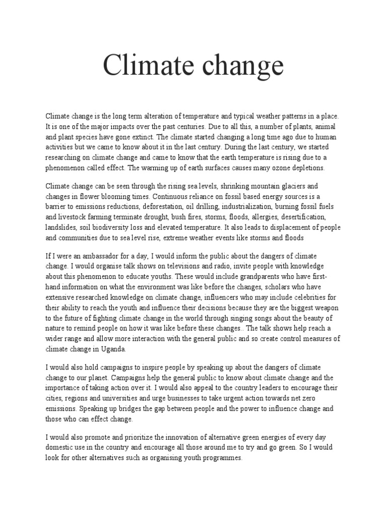 Climate Essay | PDF | Climate Change | Climate Change Mitigation