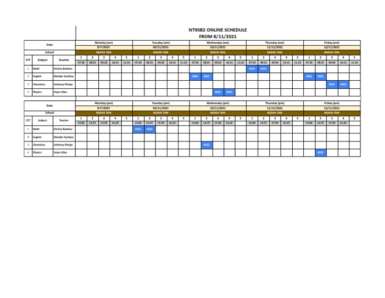 CIE Schedule 2021 2022 8 12 - 11 - 2021 NT9SB2 | PDF