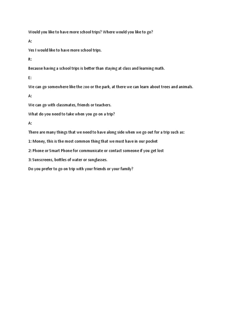 School Trip Ideas for Students | PDF