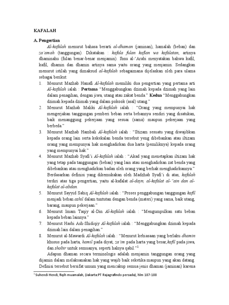 Tugas Muamalah Kafalah Dan Rahn | PDF