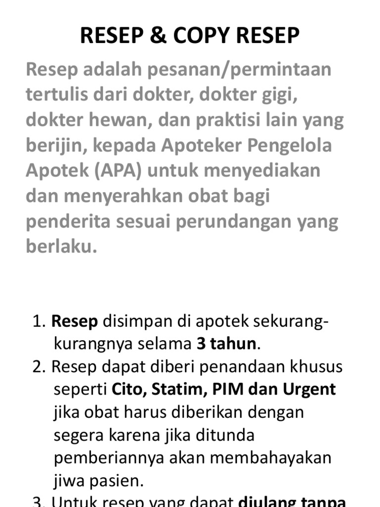 Pengertian dan Fungsi Resep Obat | PDF