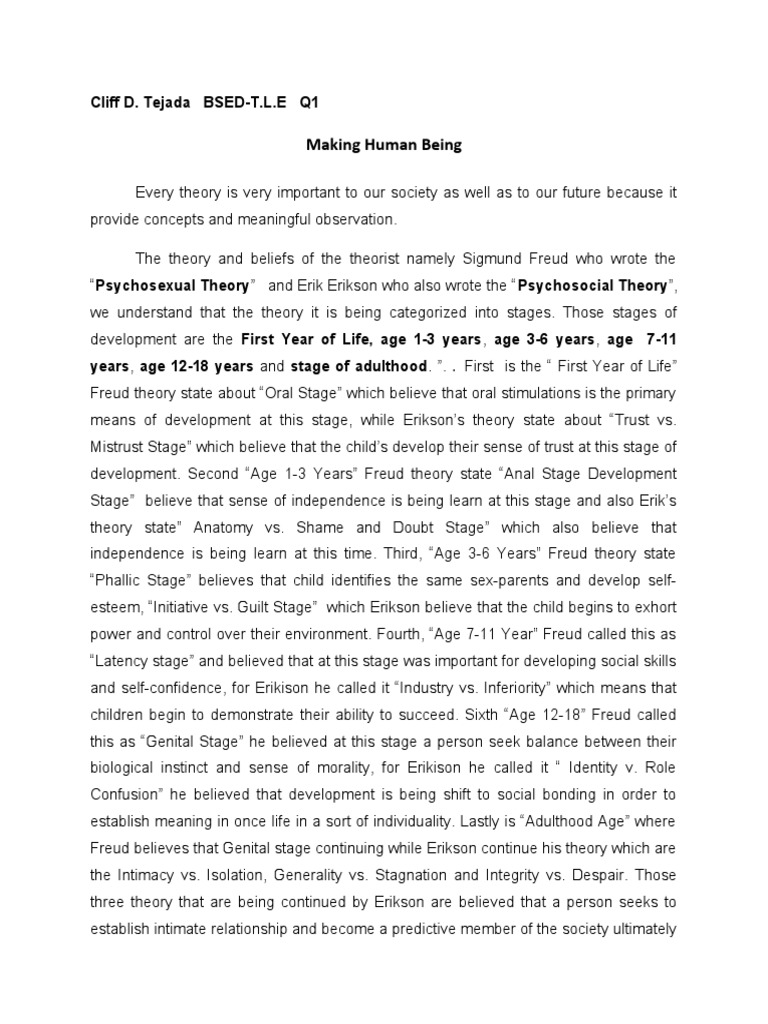 Reflection and Insight of Sigmund Freud & Erik Erikson Theory ...