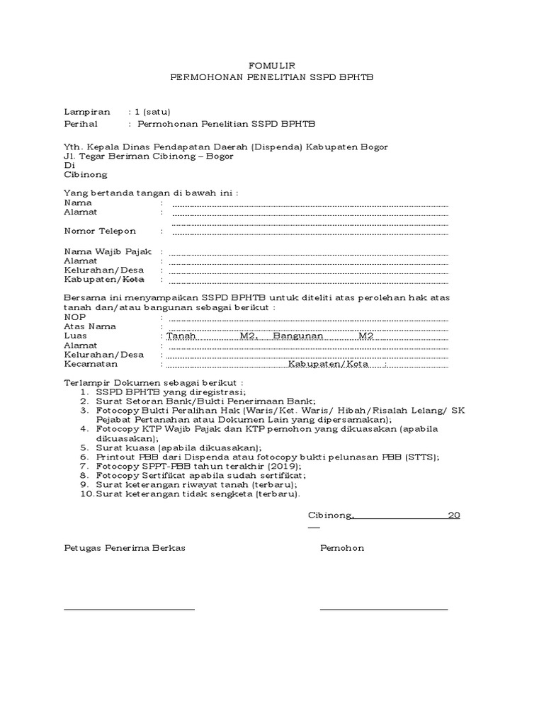 Formulir SSPD BPHTB | PDF
