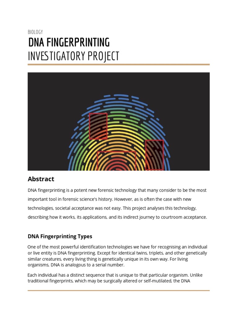 Investigatory Project: Dna Fingerprinting | PDF | Gel Electrophoresis ...