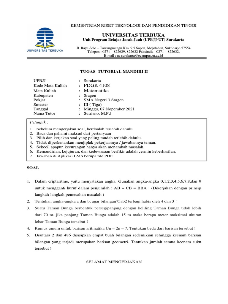 TTM 2 Matematika | PDF