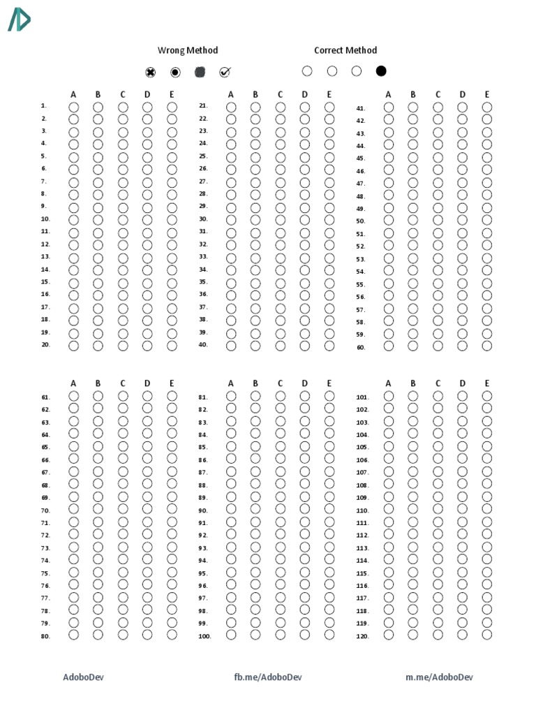 Shading Answer Sheet | PDF