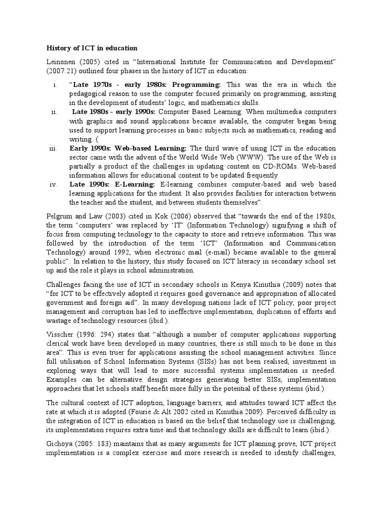Evolution of ICT in Education | PDF | Educational Technology | World ...