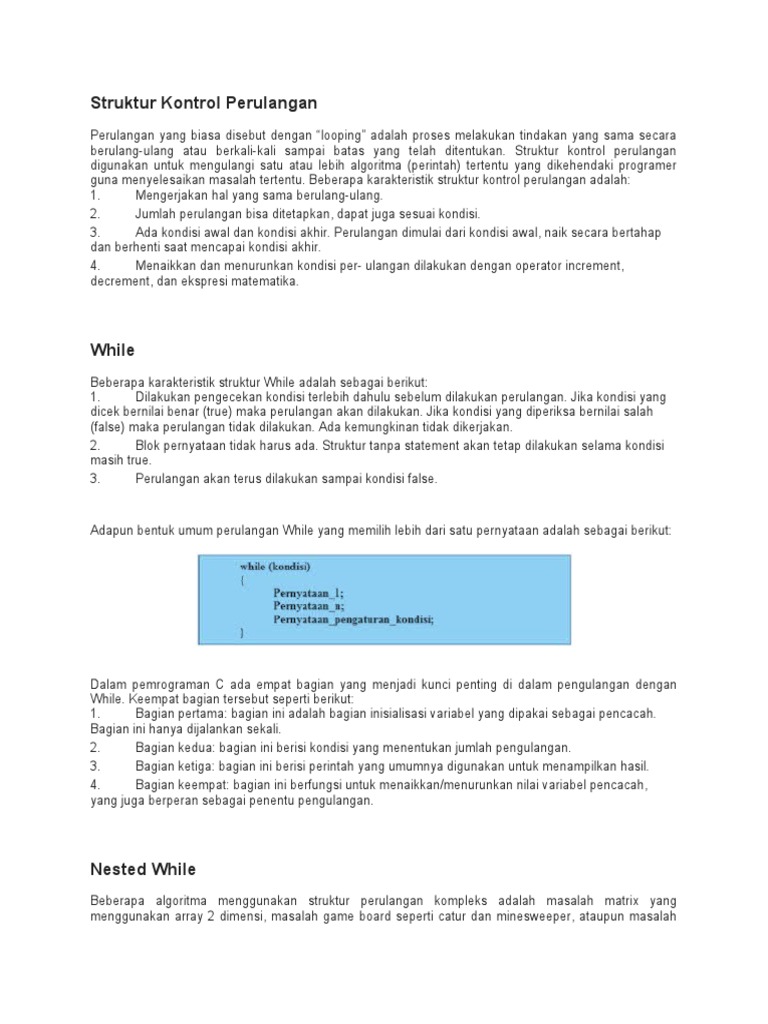 Struktur Kontrol Perulangan | PDF | Teknologi & Rekayasa Struktur Kontrol Perulangan | PDF | Teknologi & Rekayasa