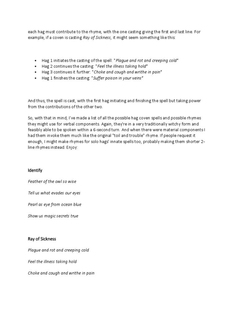 Hag Rhymes | PDF