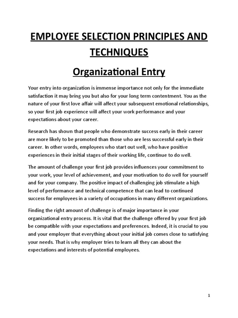 Employee Selection Principles and Techniques | PDF | Interview | Employment