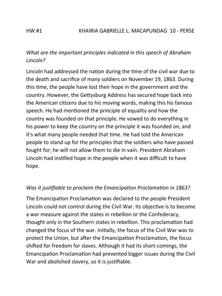 Gettysburg Address | PDF | Emancipation Proclamation | Abraham Lincoln