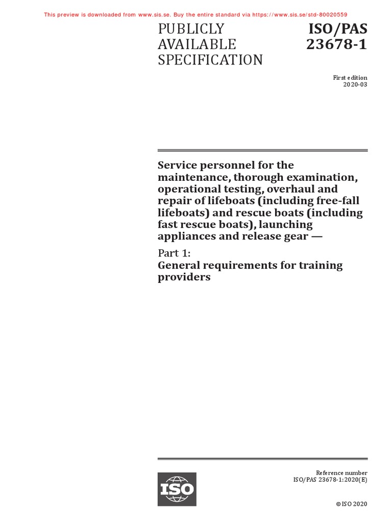 Publicly Available Specification: Iso/Pas 23678-1 | PDF | International ...