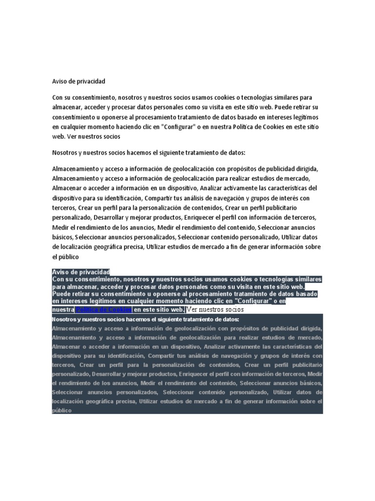 Aviso de Privacidad | PDF | Privacidad en internet | Cookie HTTP