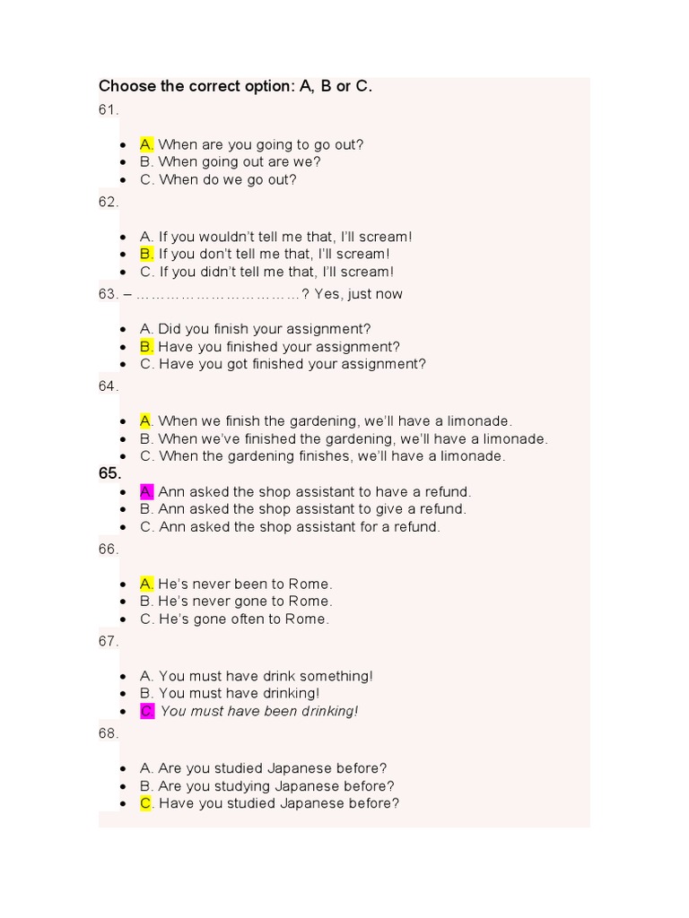 Grammar Questions - ! | PDF