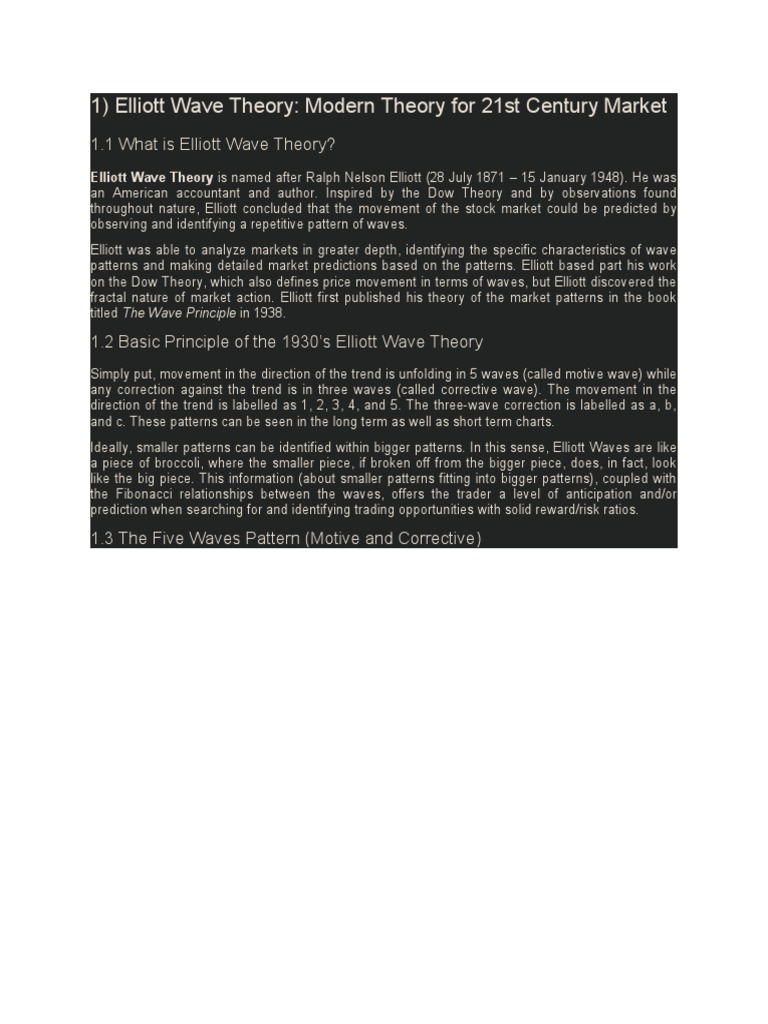 Elliott Wave Theory | PDF | Mathematics | Market (Economics)